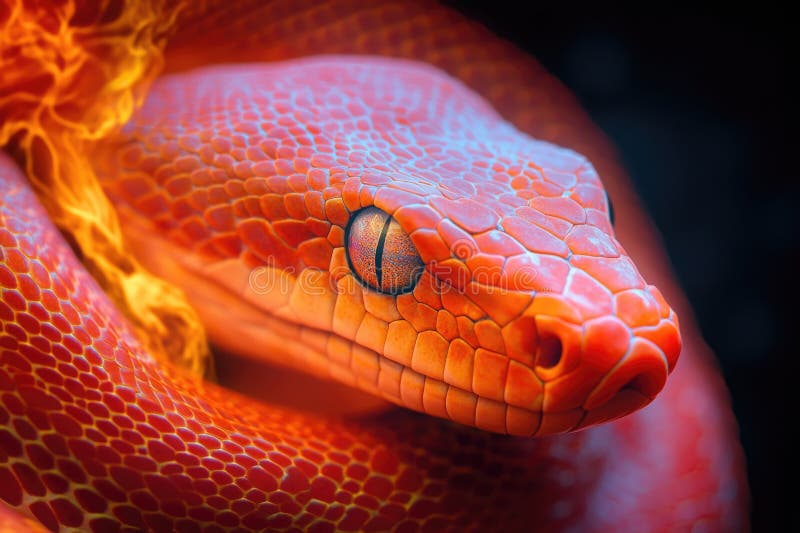 Close-up Shot of a Red Snake S Head with Sharp Teeth and Alert Eyes ...