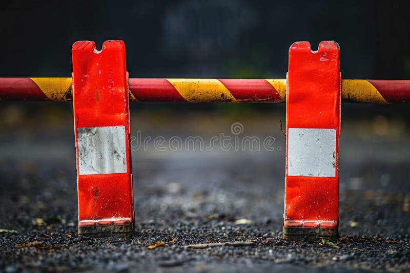 Close-up Shot of a Red and Yellow Barricade, Ideal for Use in Images ...