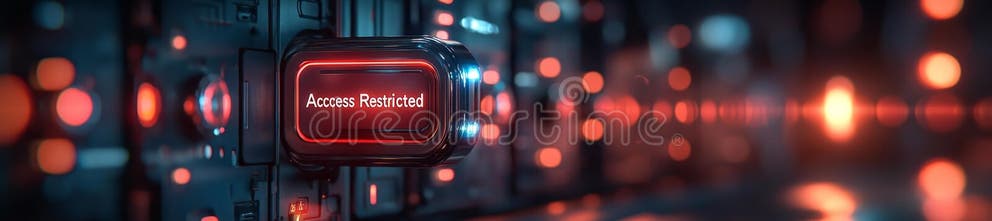 Technological Access Restricted Area with Digital Security Warning ...