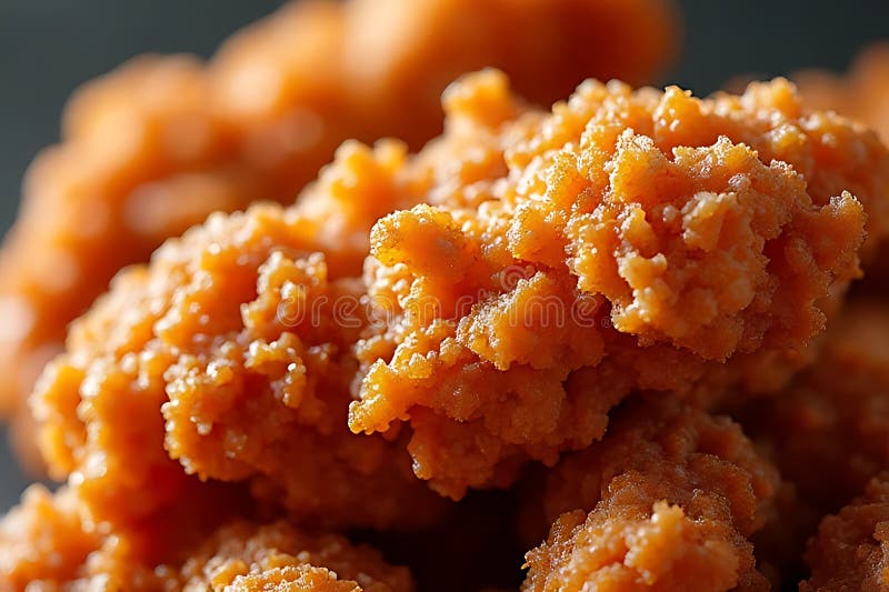 A Close-up Shot Reveals the Crispy Texture of Deep-fried Chicken Pieces ...