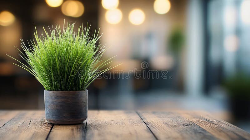 A Close-up Shot Reveals an Empty Desk in an Office, with People Working ...