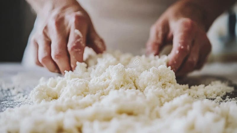A Close-up Shot Reveals Hands Working Diligently on a Surface with a ...