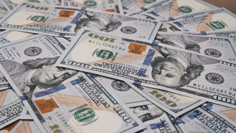 Piled 100 Dollar Bills Background Close-up Stock Video - Video of ...