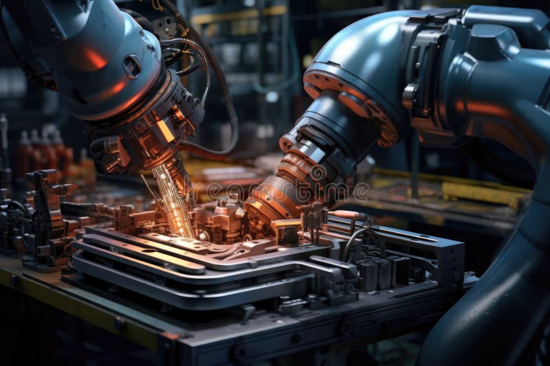 Close-up Shot of a Robot Arm Assembling Parts Stock Photo - Image of ...