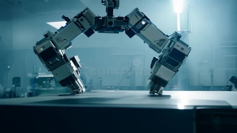 Close-up Shot of a Robotic Arm in a Factory Setting. the Arm Moves with ...