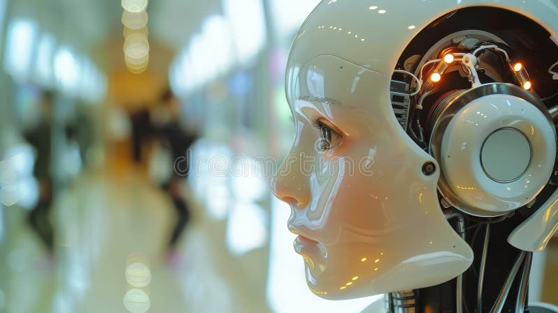 A Close-up Shot of a Robotic Humanoid, Capturing the Intricate Detail ...