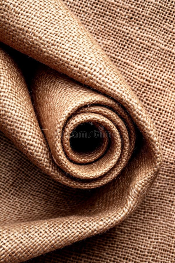 A Close Up Shot of a Roll of Burlap Fabric Stock Photo - Image of light ...