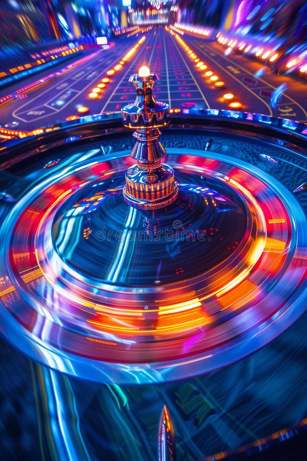 A Close-up Shot of a Roulette Wheel Spinning with Blurry Lights in the ...