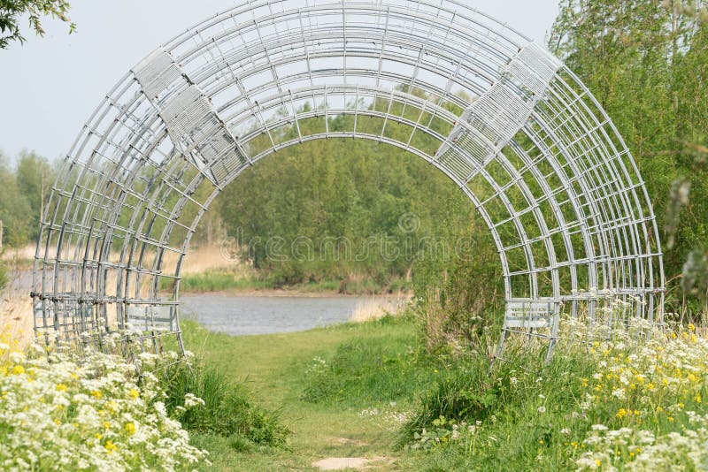 Close-up Shot of a Round-shaped Metallic Arch in a Park Stock Image ...