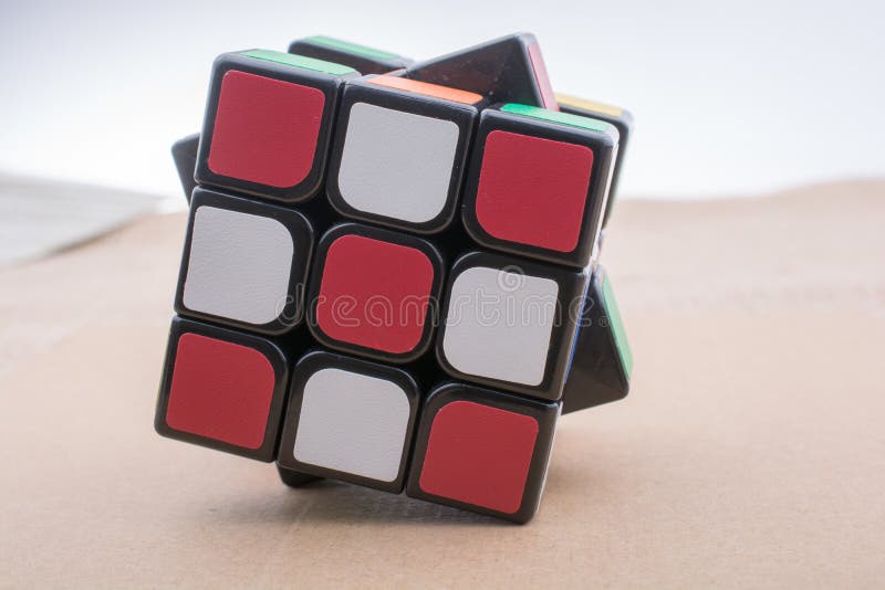 Close Up Shot of a Rubik S Cube in White and Red Editorial Stock Image ...