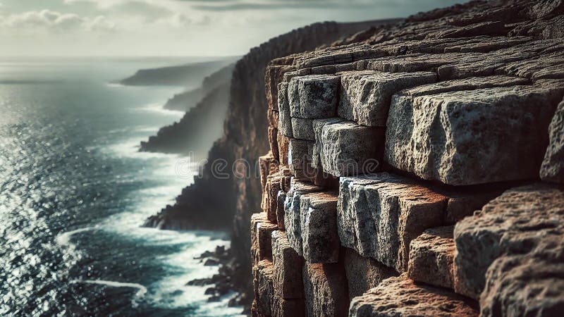 A Close-up Shot of a Rugged Cliff Edge, with the Rough Texture of the ...