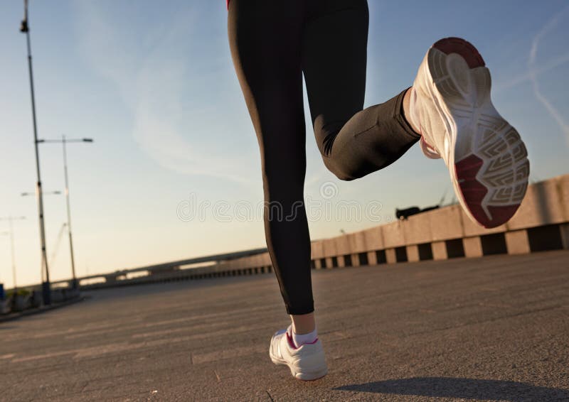 Close Up Shot of Running Woman. Selective Focus Stock Image - Image of ...