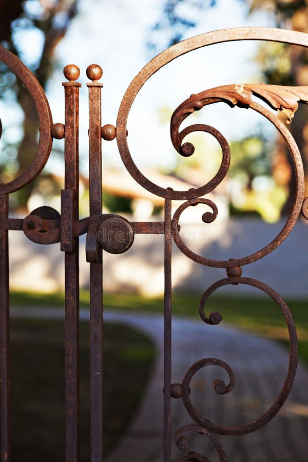 Close-up View of Rusted Gate Stock Photo - Image of lock, design: 191934062