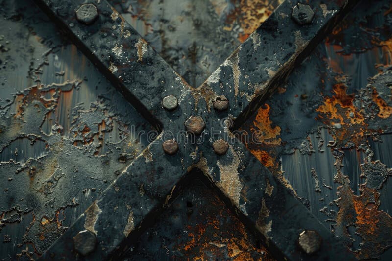 A Close-up Shot of Rusted Metal with Visible Rivets Stock Image - Image ...