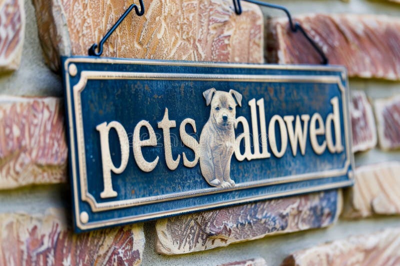 Rustic Pets Allowed Sign with Puppy Image Stock Illustration ...