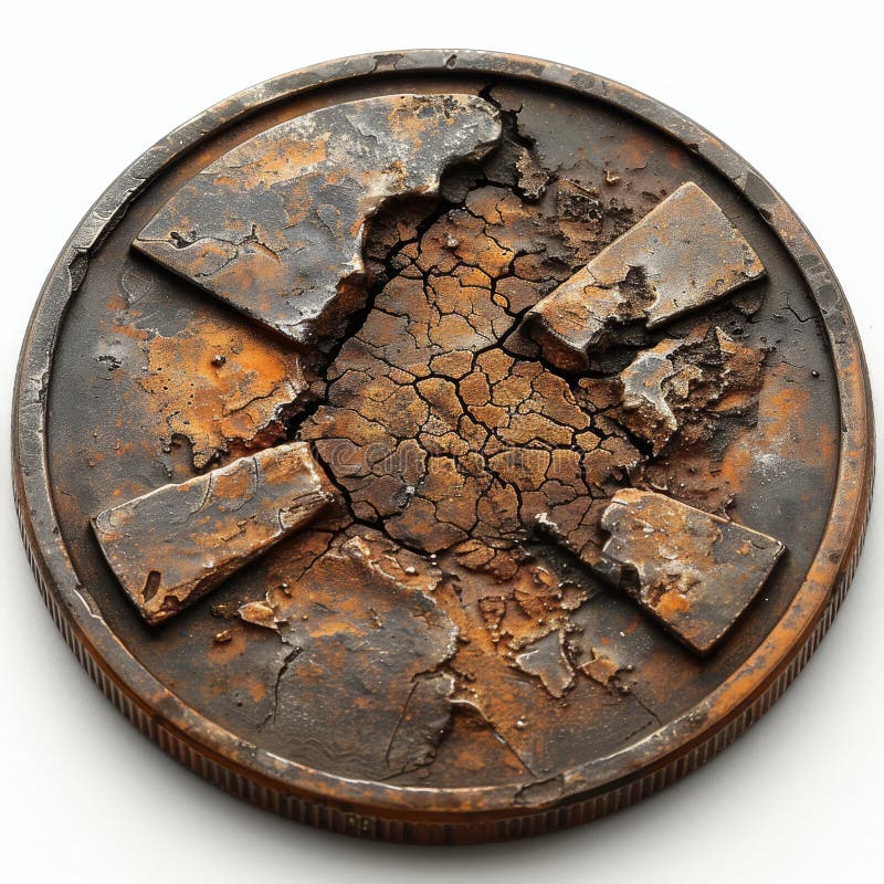 A Close Up Shot of a Rusty Old Coin with a White Background Stock Image ...