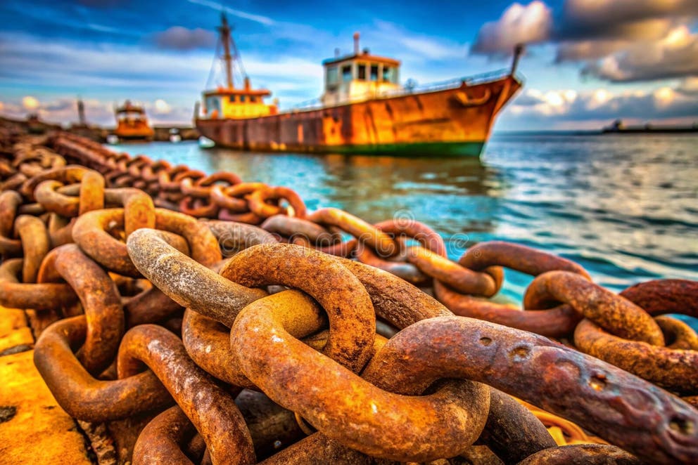 Rusty Ship Chains stock illustration. Illustration of weathered - 367097438