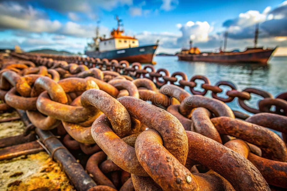 Rusty Ship Chains stock illustration. Illustration of equipment - 367110376