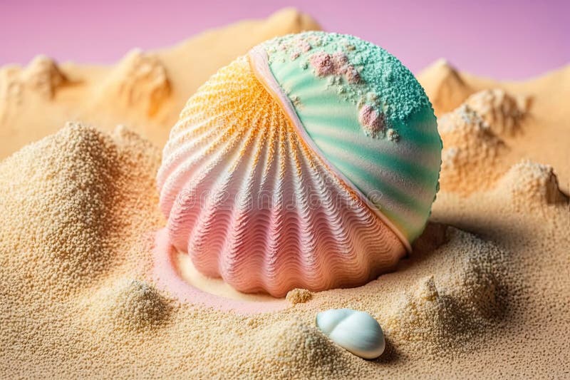 Close-up Shot of Seashells on a Sandy Beach. Generated by AI Stock ...