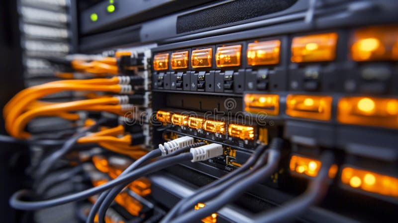 Server Room Network Data Center Technology Fiber Optic Cables Internet ...