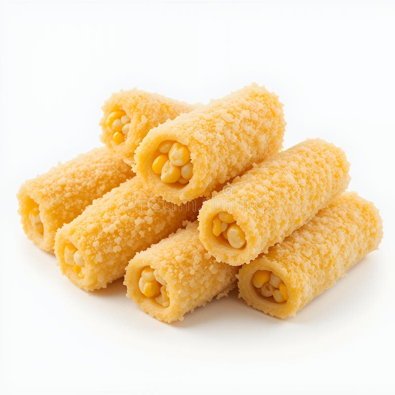 Golden Breaded Corn Rolls on White Background Stock Illustration ...