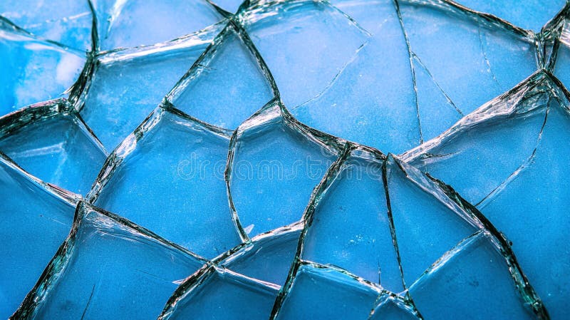 Abstract Shattered Blue Glass Texture Background Broken Pieces Close Up ...