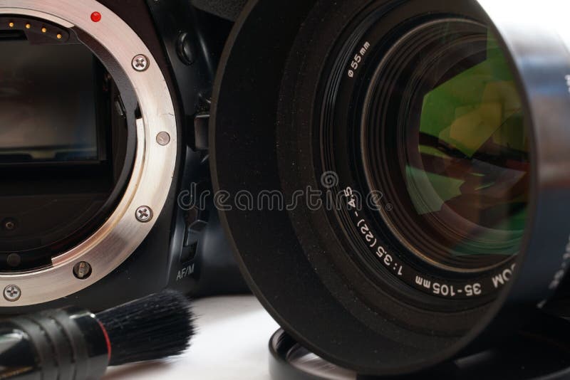 Close Up Shot of a Shiny Camera and Lens Stock Image - Image of device ...