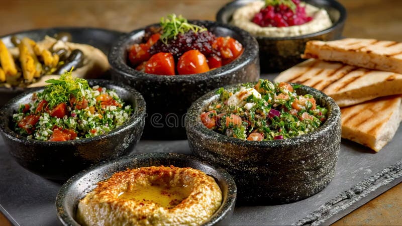 An Assortment of Middle Eastern Appetizers, Offering a Colorful and ...