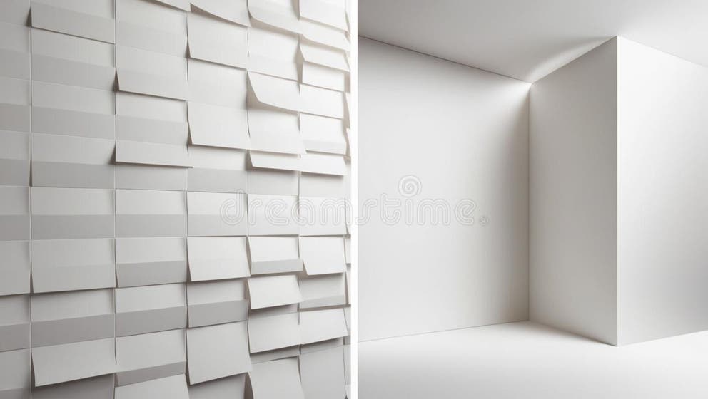 Modern Interior Wall with Textured White Rectangular Panels Stock ...