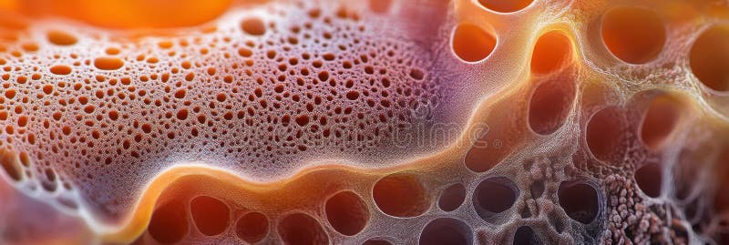 A Closeup Shot Showcasing a Complex Cellular Structure with an Orange ...