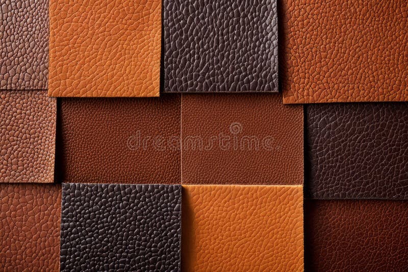 Close-up Shot Showcasing a Diverse Range of Brown Leather Textures ...