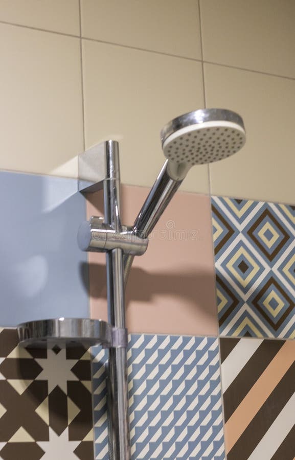 Close Up Shot of a Shower in the Modern Apartment. Living Stock Image ...