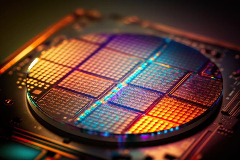 Close-up Shot of Silicon Wafer in Bright Light, Created with Generative ...