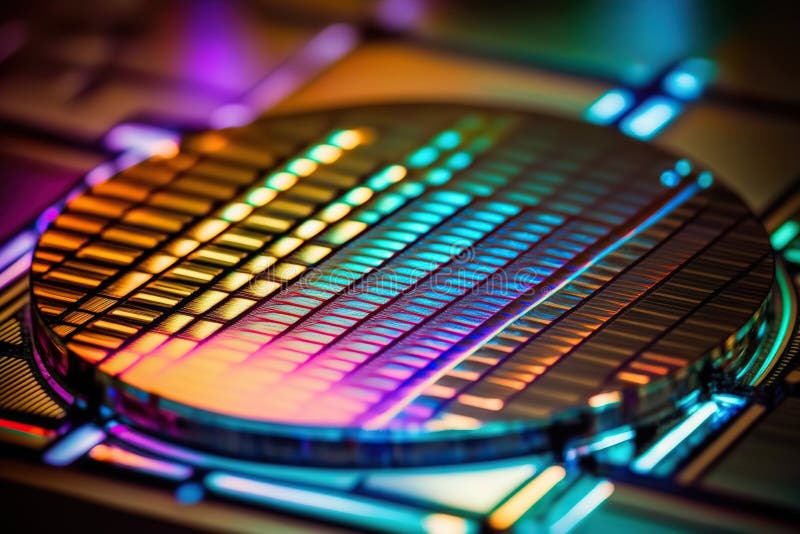 Close-up Shot of Silicon Wafer in Bright Light, Created with Generative ...