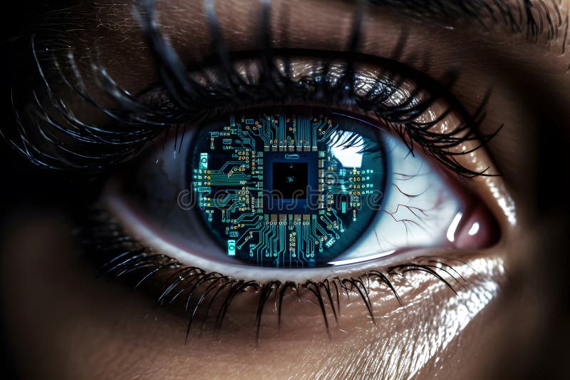 Technological Reflection in Eye Symbolizing Cyber Security Concept ...