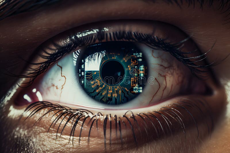 Technological Reflection in Eye Symbolizing Cyber Security Concept ...