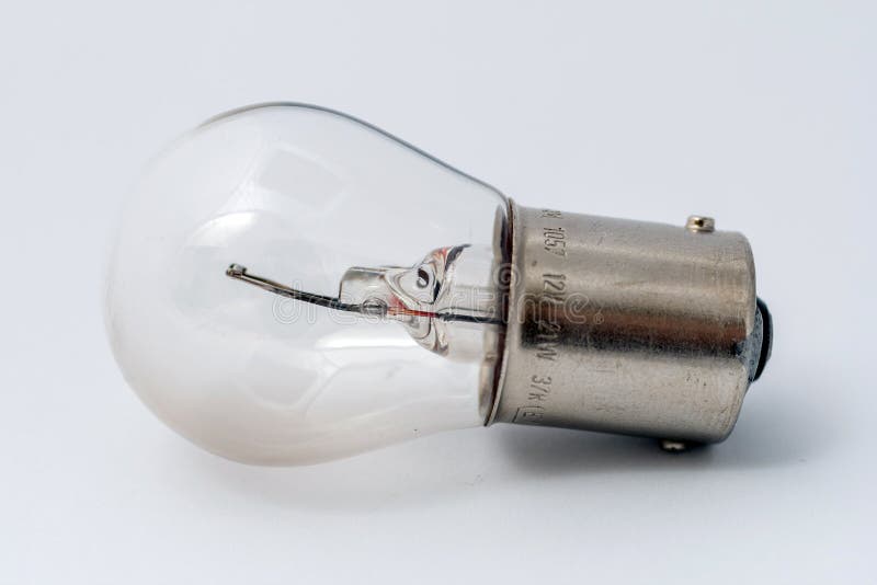 Close Up Shot of a Single Filament Bulb on White Background Stock Photo ...