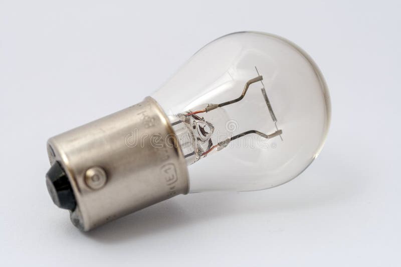 Close Up Shot of a Single Filament Bulb on White Background Stock Image ...