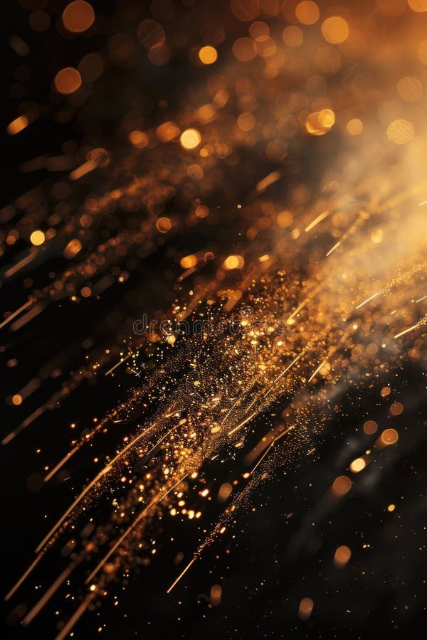 A Close-up Shot of a Single Gold Sparkle on a Black Surface, Perfect ...