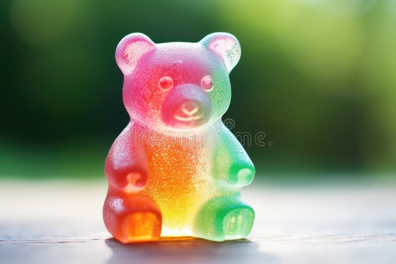 Close-up Shot of a Single Gummy Bear with Soft Focus Background Stock ...