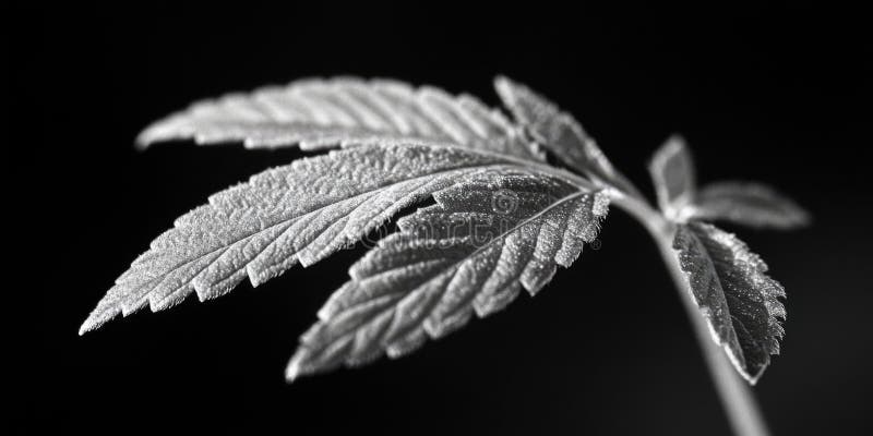 A Close-up Shot of a Single Leaf in Monochrome Stock Photo - Image of ...
