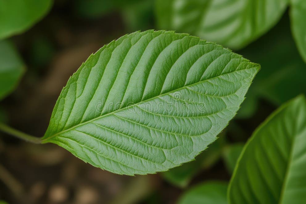 Close-up Shot of a Single Leaf on a Plant Stock Illustration ...