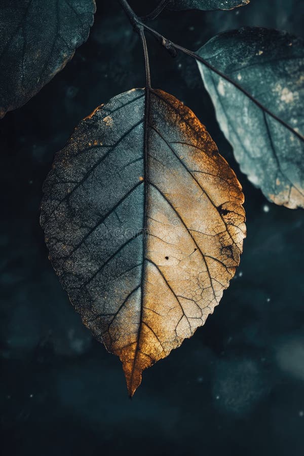 A Close-up Shot of a Single Leaf on a Tree Branch Stock Illustration ...