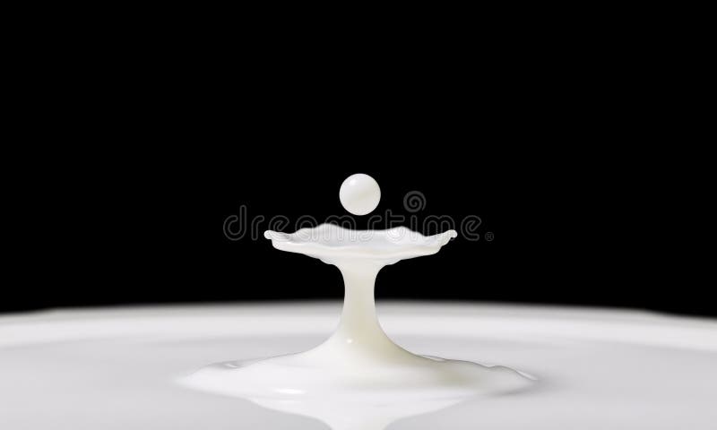 A Close-up Shot of a Single Milk Drop Captured Just As it Hits a Smooth ...