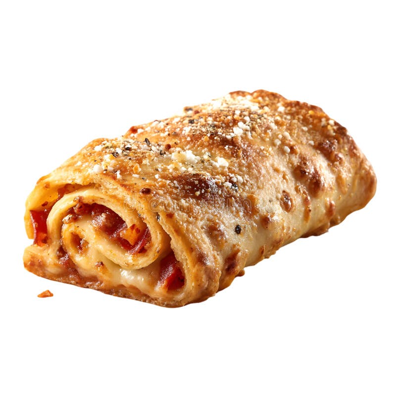 Close Up Shot of a Single Pepperoni Roll on a Black Background on ...
