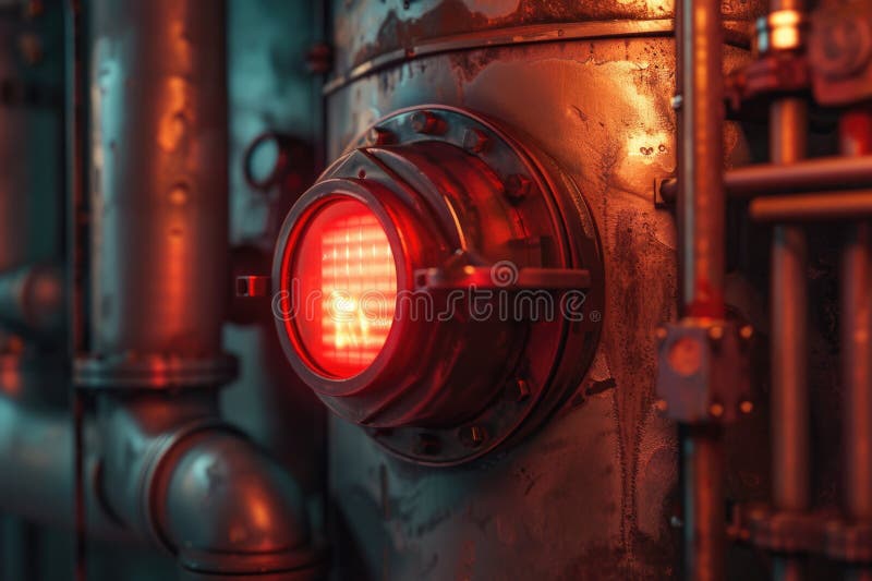 A Close-up Shot of a Single Red Light on a Plain Wall Stock Photo ...