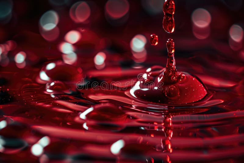 A Close-up Shot of a Single Red Liquid Drop Stock Photo - Image of ...