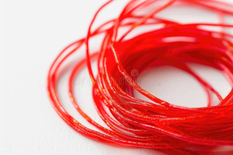 A Close-up Shot of a Single Strand of Red Thread, Possibly Used for ...