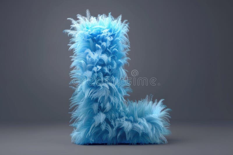 A Close-up Shot of a Small, Fluffy Blue Creature Sitting on a Gray ...