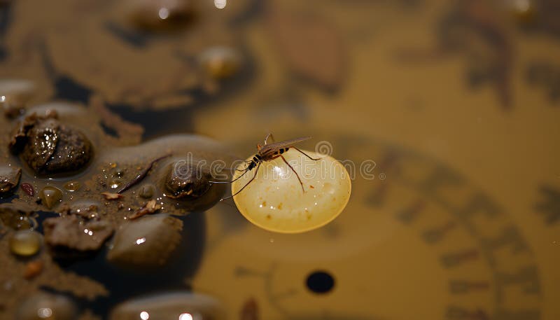 Insect on a Yellow Bubble in Water, Stock Image - Image of texture ...